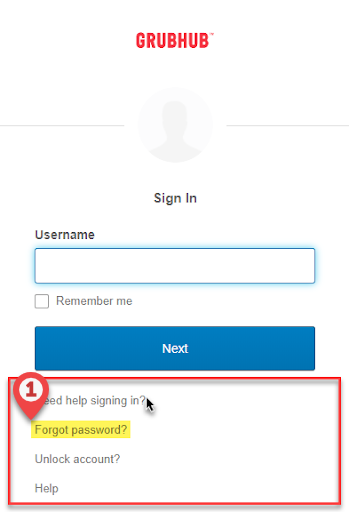 Okta Self-Service: Forgot Password – Grubhub Command Center