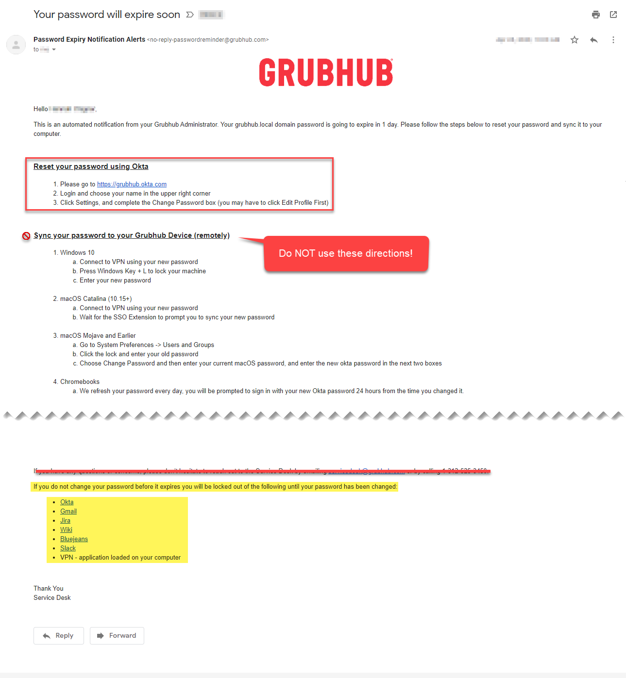 Okta Self-Service: Password Expiration – Grubhub Command Center