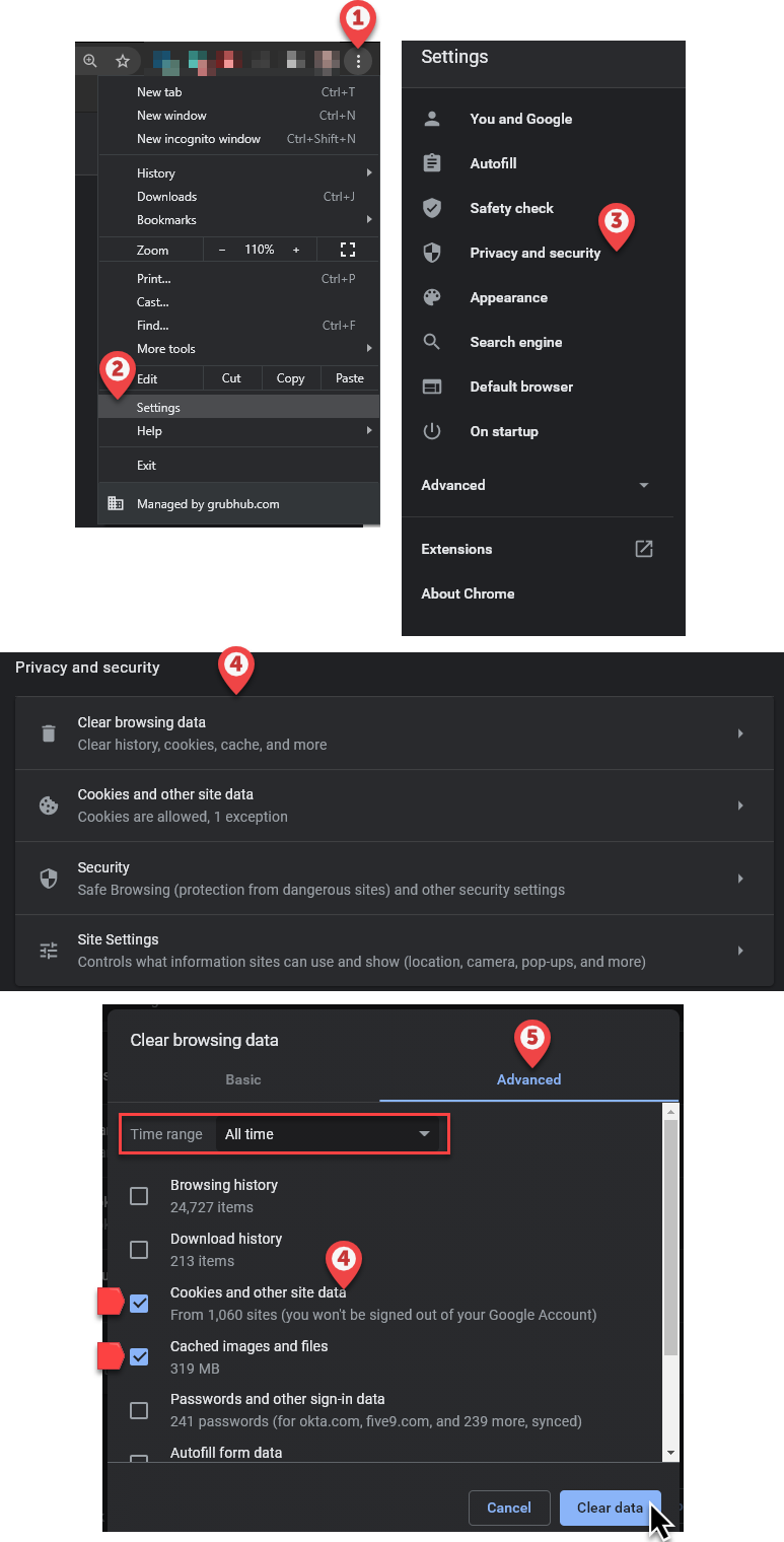 How-To: Clear Your Browser Settings – Grubhub Command Center